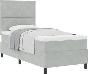 Postel s boxspringem s čelo Světle šedá 90 x 200 cm samet 3339872