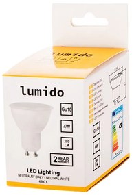 LED žárovka GU10, 4W, 380lm, neutrální bílá, 5400K LUMIDO