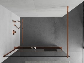 Mexen Kioto+, sprchová zástěna s poličkou a držákem na ručníky 120 x 200 cm, 8mm čiré sklo, profil růžové zlato, 800-120-121-60-00