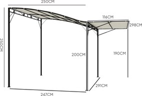 Pavilon se skládací střešní nástavbou odolný proti povětrnostním vlivům 3 x 2,5 m krémově bílý