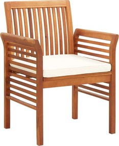 vidaXL Zahradní jídelní židle s poduškami 4 ks masivní akáciové dřevo [3120450] Barva: krémová