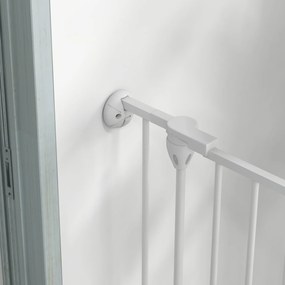Sklápěcí psí brána PawHut pro střední a velké psy s dvojitým zámkem, modulární kovová a plastová bezpečnostní brána, 123x102x100 cm, Bílá