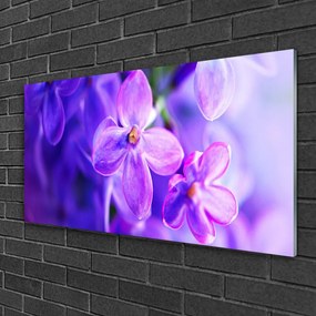 Obraz na skle Fialové Květiny Příroda 125x50 cm