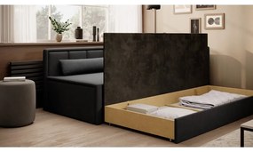 Tmavě šedá žinylková rozkládací/s úložným prostorem pohovka 214 cm Fulgeo – ELTAP