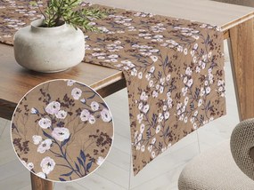 Biante Dekorační běhoun na stůl PML-036 Pnoucí květiny na hnědém 35x140 cm