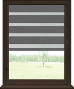 Dekodum Roleta den a noc v hnědé kazetě zatemňovací, barva látky Grafitová Šířka (cm): 122, Výška (cm): Standardní (do 150 cm), Strana mechanismu: Práva
