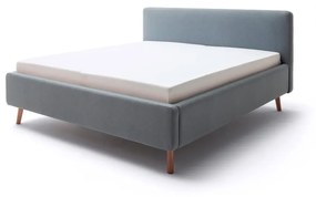Modrošedá čalouněná dvoulůžková postel s úložným prostorem s roštem 180x200 cm Mattis – Meise Möbel