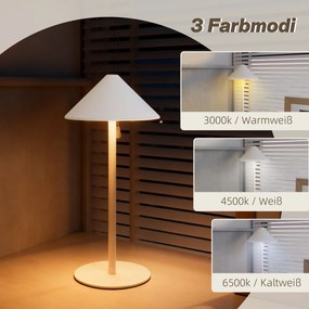 HOMCOM LED stolní lampička s USB kabelem, dotykový spínač, kov, dobíjecí, bílá