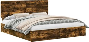 Postel s úložným prostorem se zásuvkou Kouřový dub 180 x 200 cm 3412662