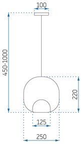 Toolight - závěsná skleněná svítilna s kouřového skla E27 60W APP1027-1CP, černá, OSW-01154