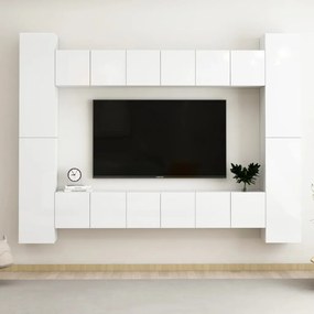 10dílný set TV skříněk bílý s vysokým leskem kompozitní dřevo - Default Title