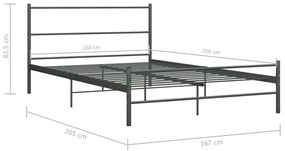 Petromila Rám postele šedý kovový 160 x 200 cm