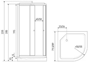 NIKIDO Sprchový box  OVIEDO 80x80 nebo 90x90 Rozměry: 80 x 80 cm