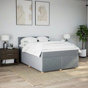Box spring postel s matrací světle šedá 140 x 190 cm textil 3286675