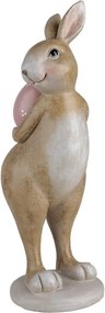 Dekorace hnědý králík s růžovým vajíčkem - 10*12*31 cm