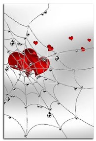 Obraz na plátně - Srdce v stříbrné pavučině - obdélník 778A (100x70 cm)
