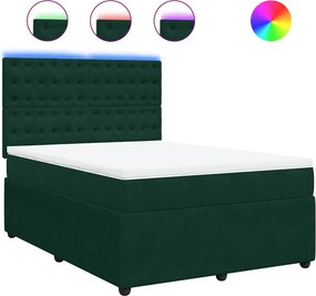Box spring postel s matrací tmavě zelená 140x200 cm samet 3294673