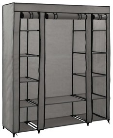 Šatní skříň s přihrádkami a tyčemi šedá 150x45x176 cm textil - Default Title