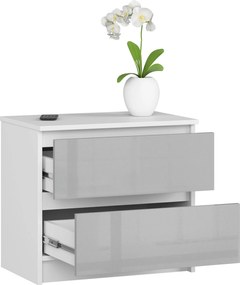 Komoda Liv 60 cm bílá/šedá lesklá