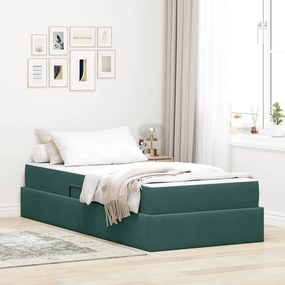Postel s úložným prostorem a matrací Tmavě zelená 100 x 200 cm 3399703