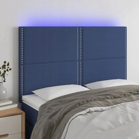 Čelo Postele S Led Modré Textil Modrá 144 x 5 x 118/128 cm