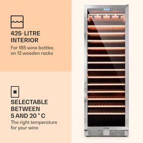 Vinovilla Grande, velkokapacitní vinotéka, chladnička, 425l, 165 lahví, 3barevné LED osvětlení