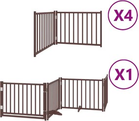 Zábrana pro psy s dvířky skládací 12 panelů hnědá 960 cm topol 3155748