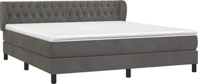 Box spring postel s matrací tmavě šedá 160x200 cm samet 3127680