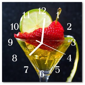 Nástenné skleněné hodiny koktejl 30x30 cm