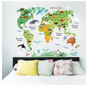 Nástěnná dětská samolepka Ambiance World Map, 73 x 95 cm