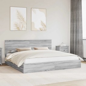 Postel s úložným prostorem se zásuvkou Šedá Sonoma 200 x 200 cm 3410768