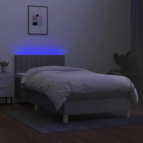 Box spring postel s matrací a LED světle šedá 100x200 cm textil 3133853