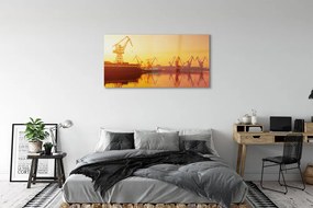 akrylový obraz Gdaňsku svítání 125x50 cm