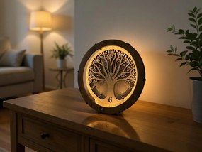 Li-Go "Strom života" světelné hodiny s powerbankou a pohybovým čidlem/dub velikost svítidla/hodin: 31 cm