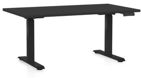 Výškově nastavitelný stůl OfficeTech D, 120 x 80 cm, černá podnož, černá