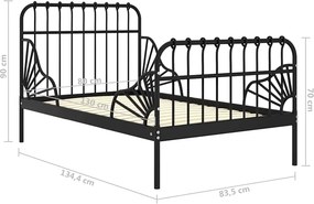 Prodloužitelný rám postele černý kov 80 x 130/200 cm 324740
