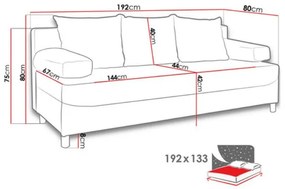 Rozkládací pohovka s taburetem ELZA - modrá 2