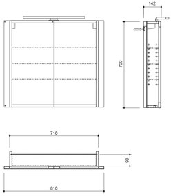 Sapho Sapho, GRETA galerka s LED osvětlením, 81x70x14cm, bílá mat, GR080-0031