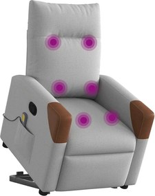 Zvedací masážní polohovací křeslo obláčkově šedé textil 3324013