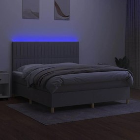 Box spring postel s matrací a LED světle šedá 180x200 cm textil 3135613
