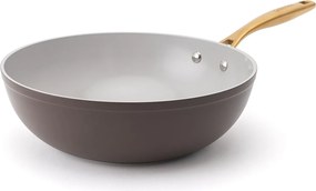Elmich Nepřilnavá keramická pánev wok Zen 28 cm - hnědo zlatá
