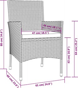 vidaXL 5dílný zahradní bistro set s poduškami polyratan [3187415] Barva: Béžová