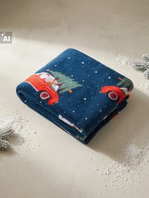 Sinsay - Deka s vánočním potiskem - modrá