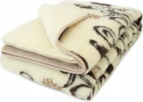 Vlněná přikrývka merino 140x200 Sofio krémově hnědá s ornamenty