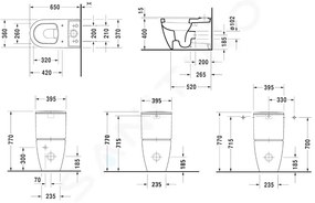 DURAVIT - ME by Starck WC kombi mísa, Vario odpad, WonderGliss, bílá (21700900001)