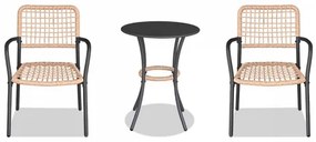 Zahradní set 1+2 stůl 60x60 židle umělý ratan barva přírodní kov antracit AZ-L1103 NAT
