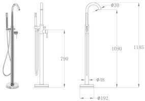 vidaXL Marketos Volně stojící vanová baterie nerezová ocel 118,5 cm