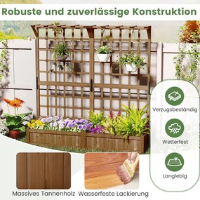 Costway Květinový truhlík s mříží a střešní truhlík z jedlového dřeva