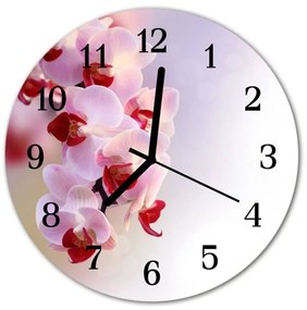 Nástěnné hodiny obrazové na skle - Orchidej světle růžová