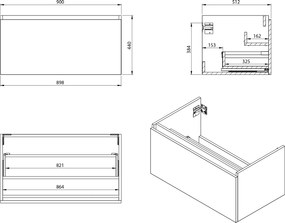 Sapho Lorea koupelnová skříňka pod umyvadlo 120 x 46 x 51,5 cm (90+30Pcm) levá bílá mat LE090-3131-L-04